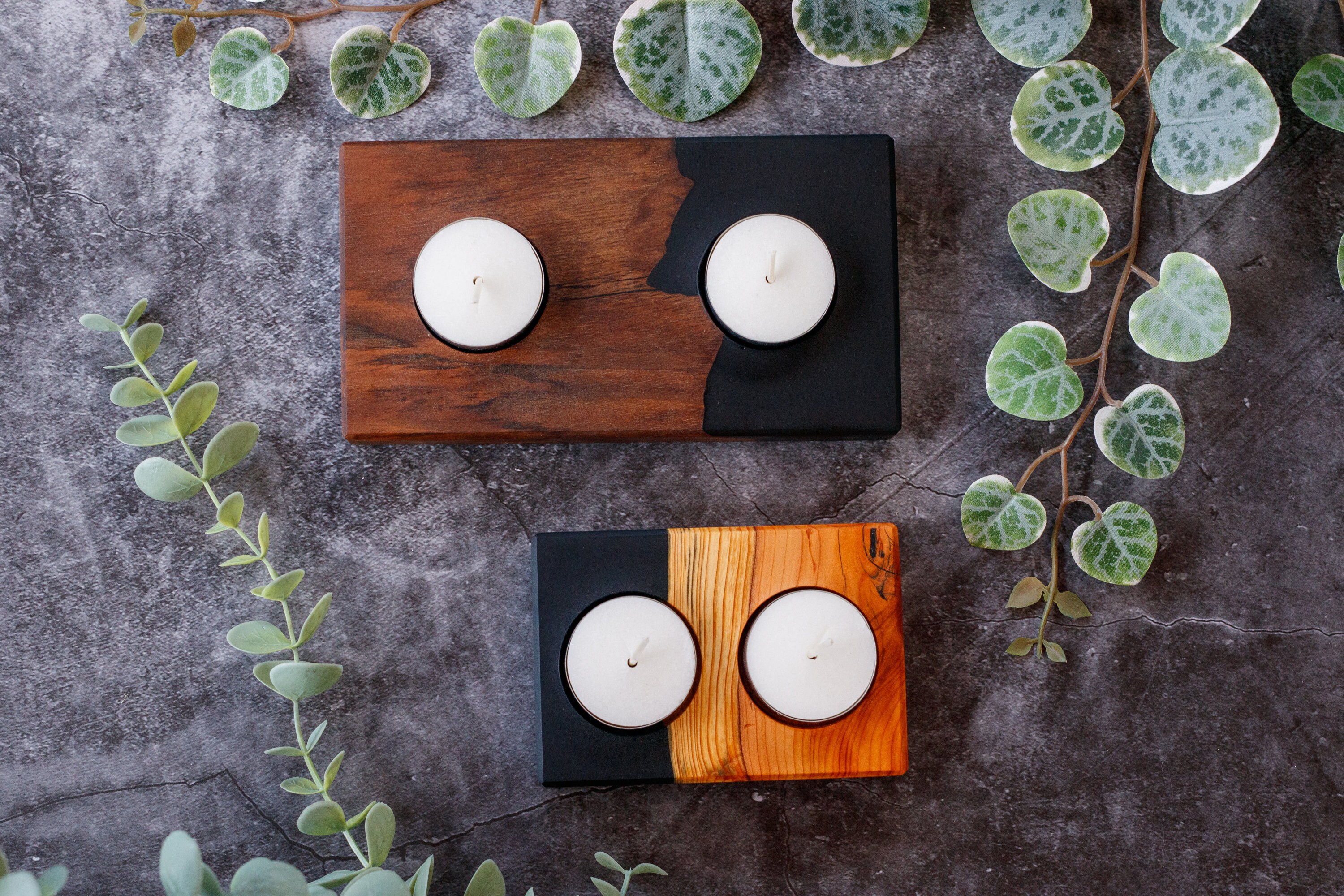Yew Wood Resin Tea Light Candle Holders, Contemporary Unique Household ...