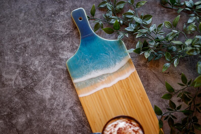 Resin Paddle Board, Blue Beach House Chic Home Decor, Ocean Inspired ...