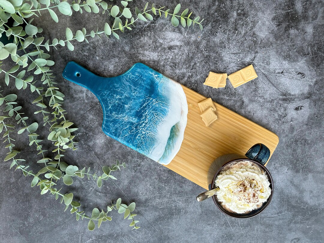 Resin Paddle Board, Blue Beach House Chic Home Decor, Ocean Inspired ...