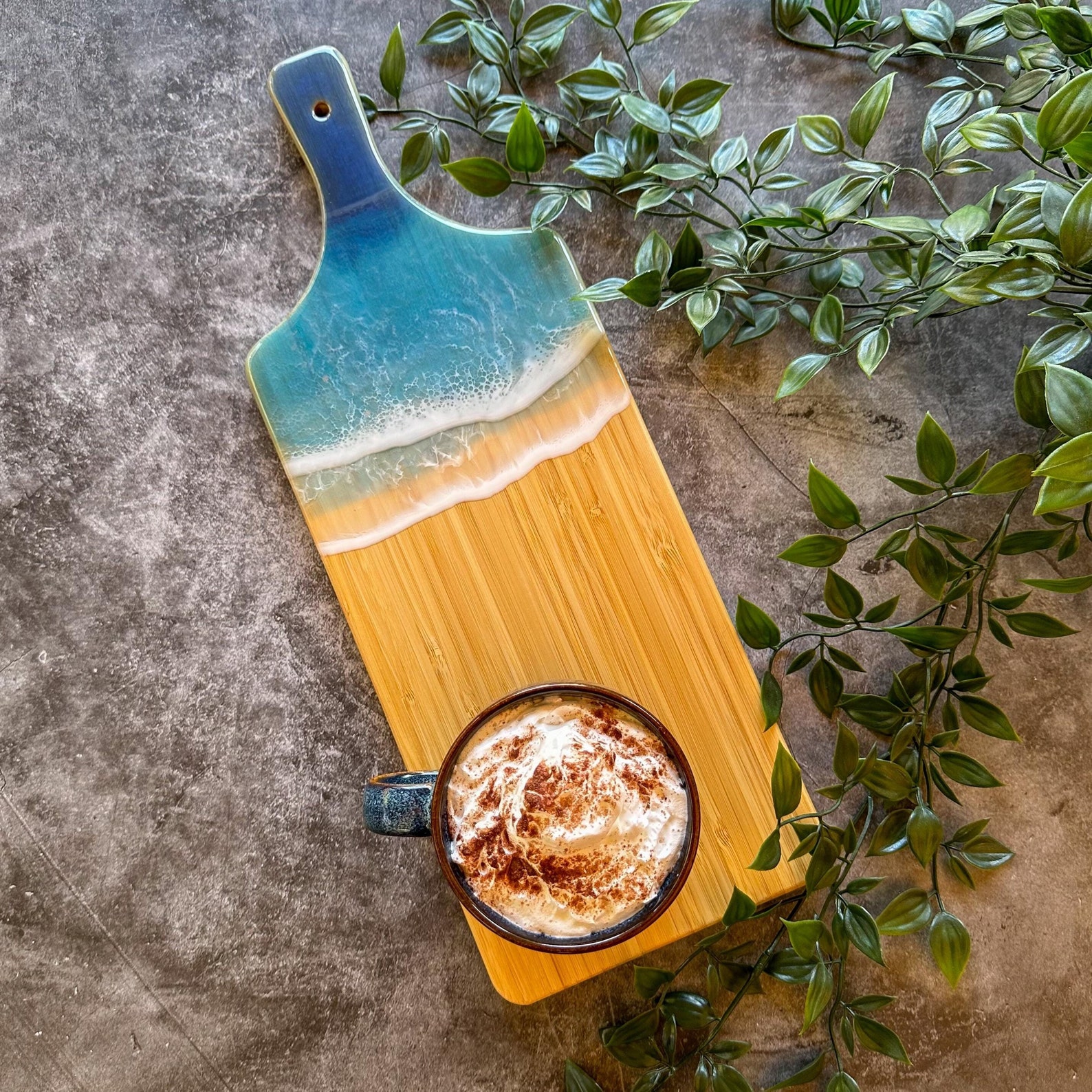 Resin Paddle Board, Blue Beach House Chic Home Decor, Ocean Inspired ...