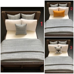 Bedding for Miniature Dollhouse, Diorama, Room Box. Scale 1:12 Bed Set ...