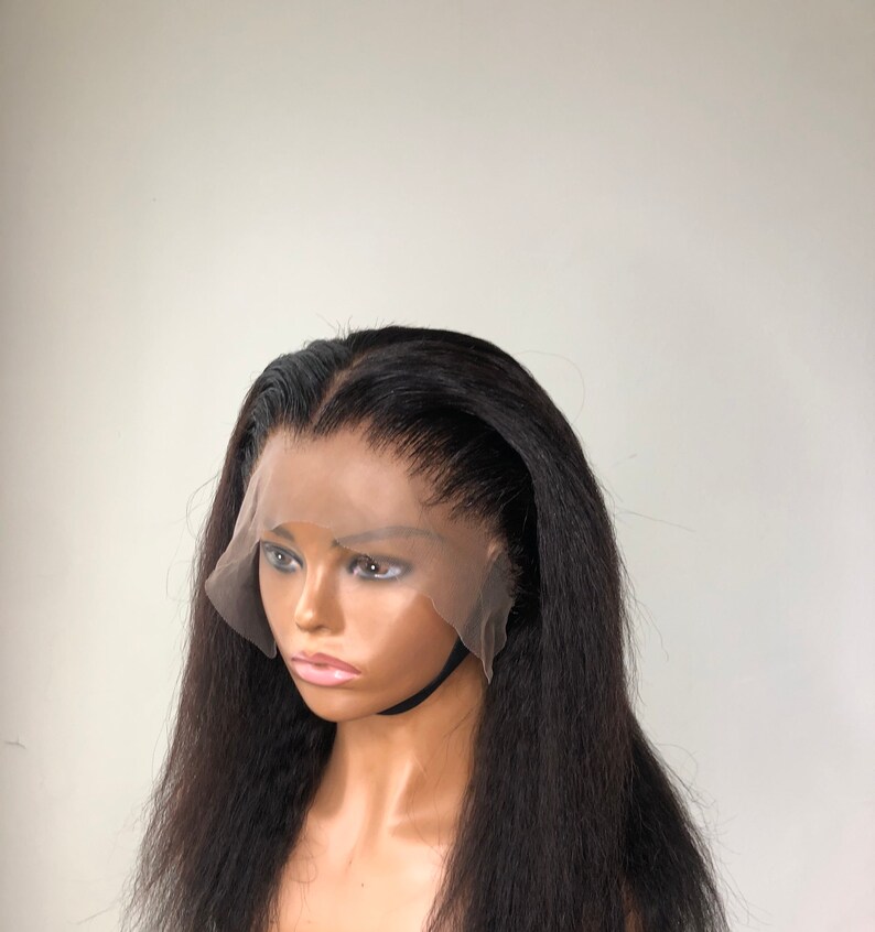 Kinky Straight Virgin Hair Lace Frontal Wig Pre Plucked 13x4 Etsy