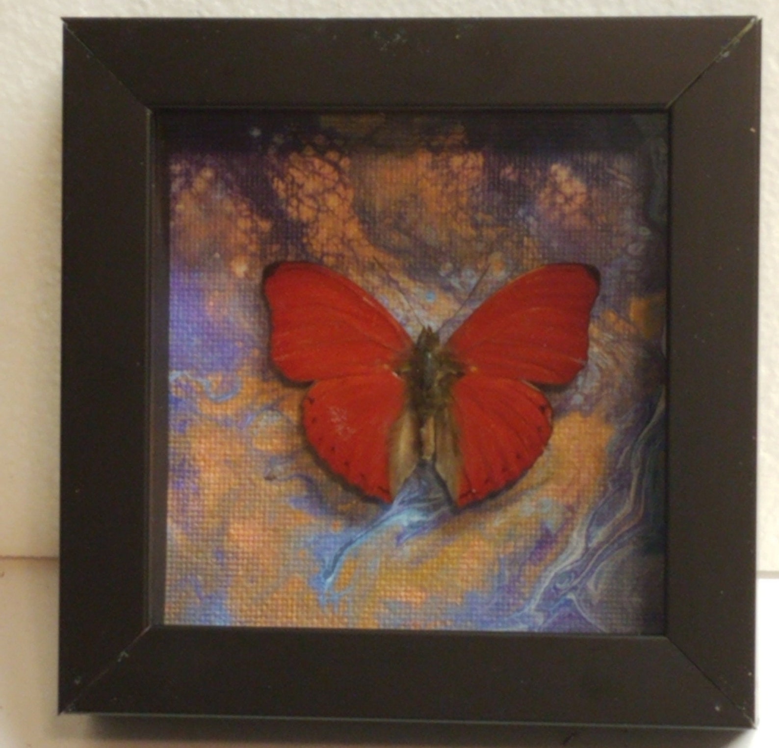 3 Dimensional Shadow Box Framed Acrylic Pour With Real Red Glider ...