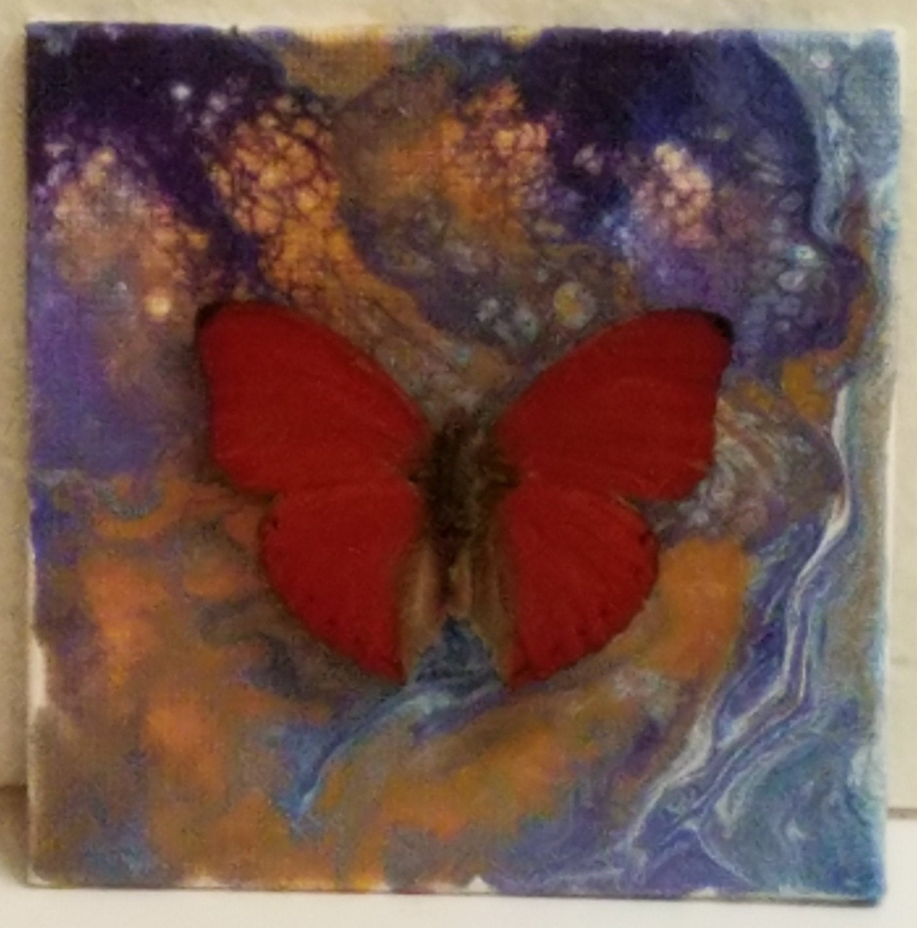 3 Dimensional Shadow Box Framed Acrylic Pour With Real Red | Etsy