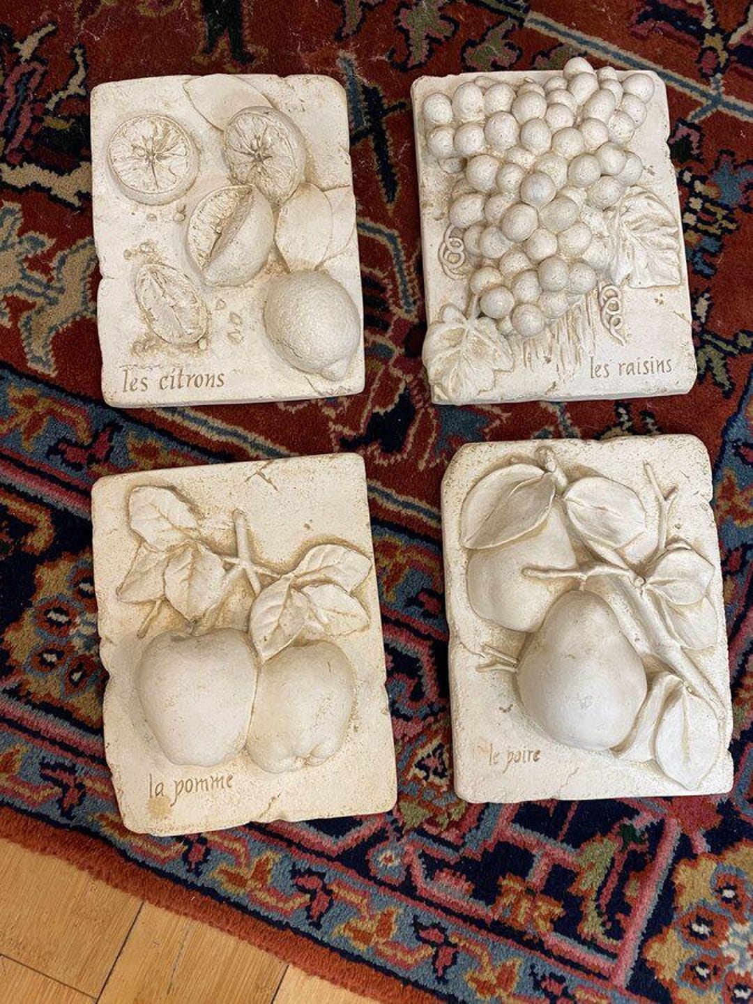 Set of 4x Figural French Fruit Plaster Wall Decorative Plaques - Etsy