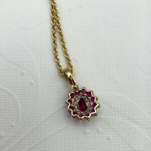 14k Gold Natural Ruby Cluster 18"l Drop Necklace - Etsy