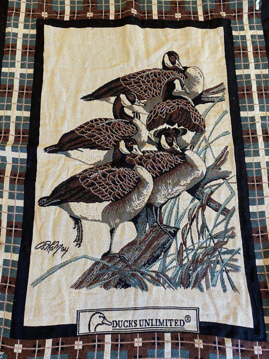 Vintage "ducks Unlimited" Knit Woven Geese Blanket - Etsy