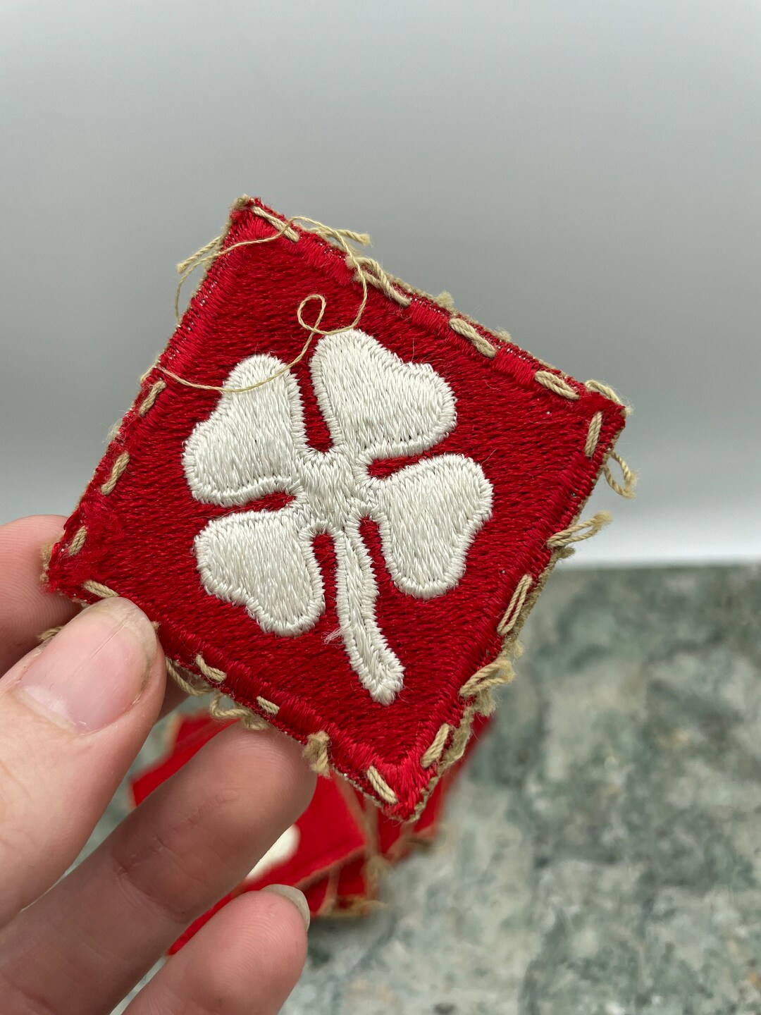 Vintage WWII Era US 4th Army Red Diamond 4 Leaf Clover Military Should ...