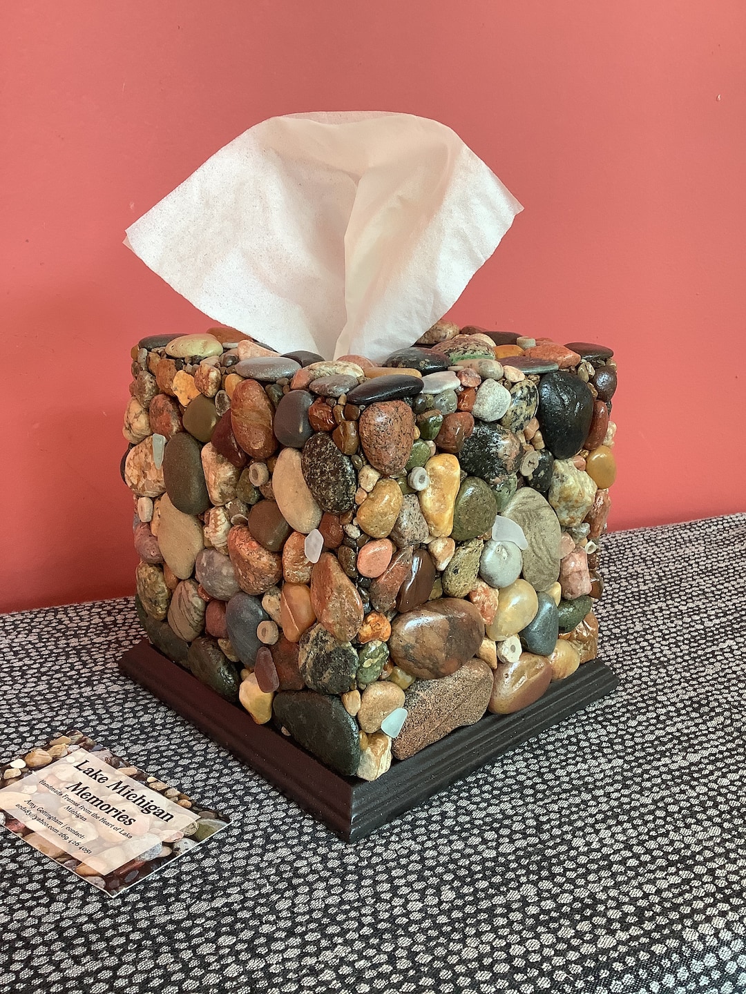 Beach Stone Tissue Box Cover, Tissue Cover, Stone Tissue Cover, Square ...