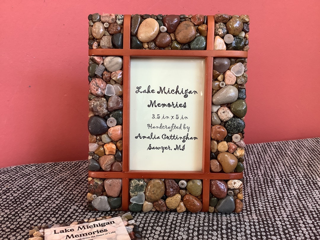 Beach Stone Frame , Stone Frame, 3x5 Frame, Lake Michigan Frame ...