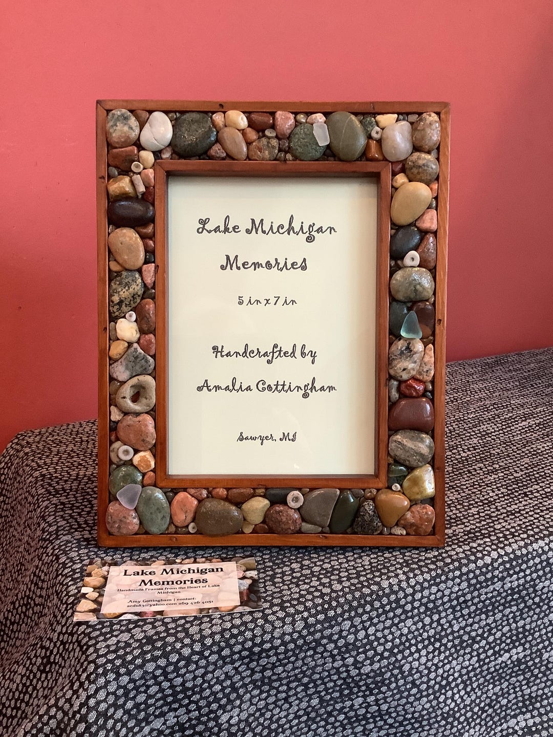Beach Stone Frame 5x7, Stone Frame, 5x7 Wood and Stone Frame, Pebble ...
