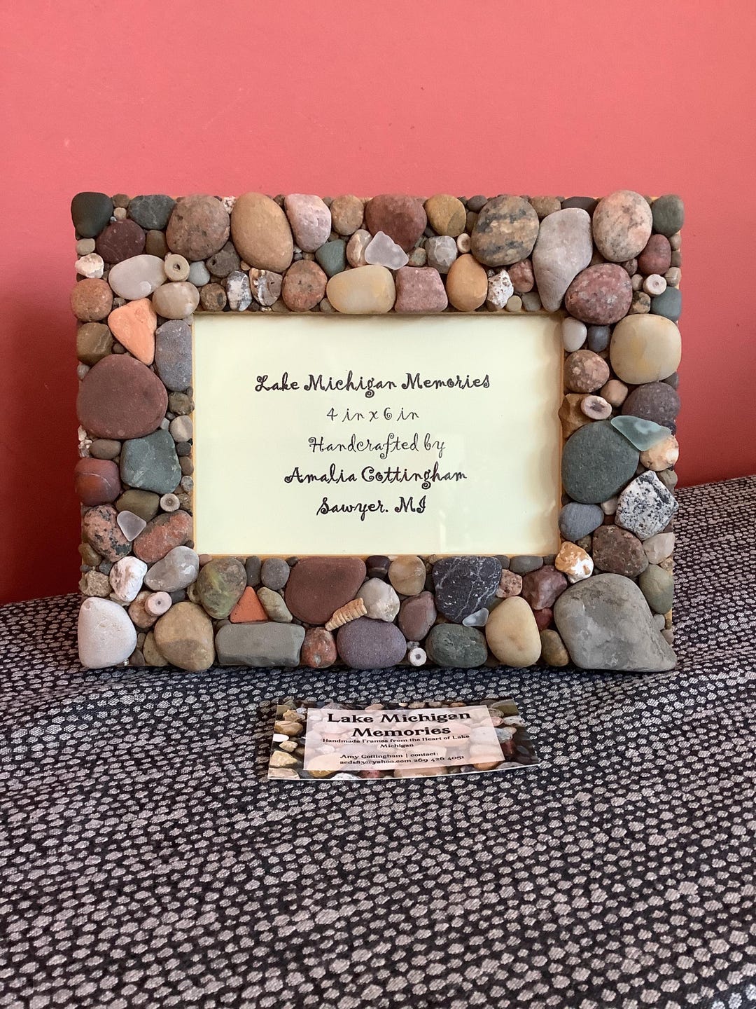 Beach Stone Frame 4x6, Lake Michigan Picture Frame, 4x6 Rock Frame ...