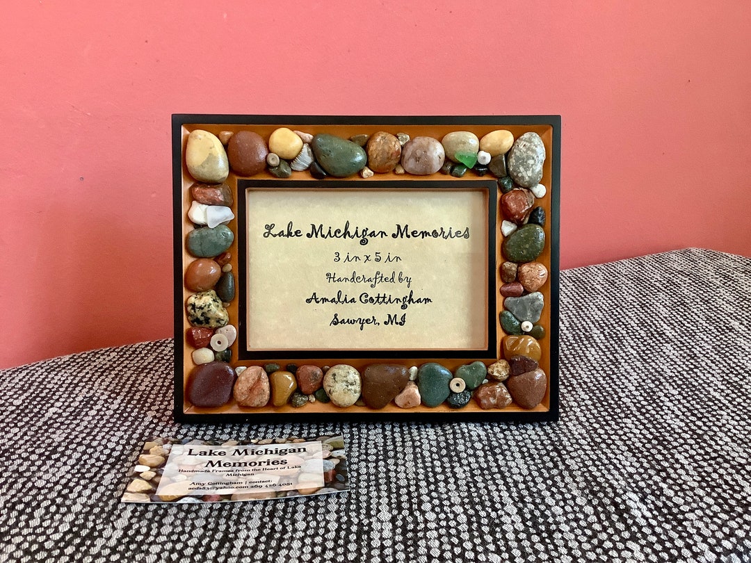 Beach Stone Frame 3x5, Stone Photo Frame, Rock Frame, Lake Michigan ...