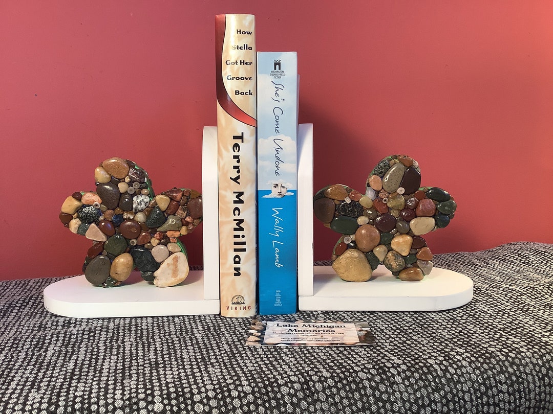 Beach Stone Bookends, Rock Bookends, Lake Michigan Bookends, Flower ...