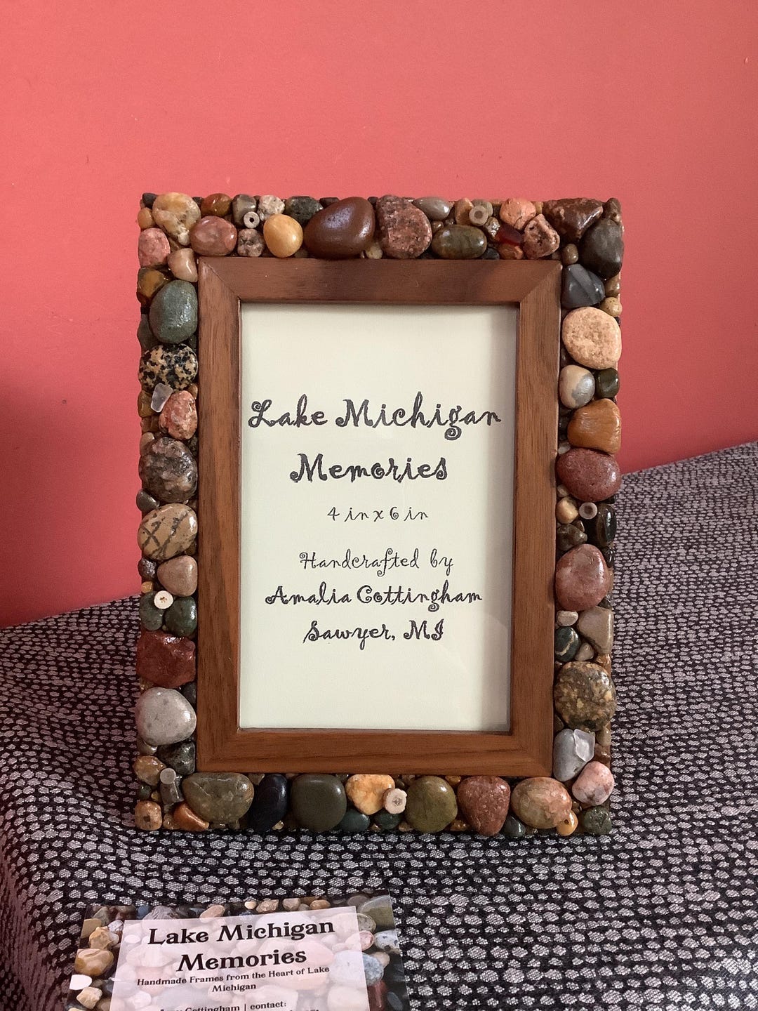 Beach Stone Frame 4x6, Rock Photo Frame, Michigan Picture Frame, Lake ...