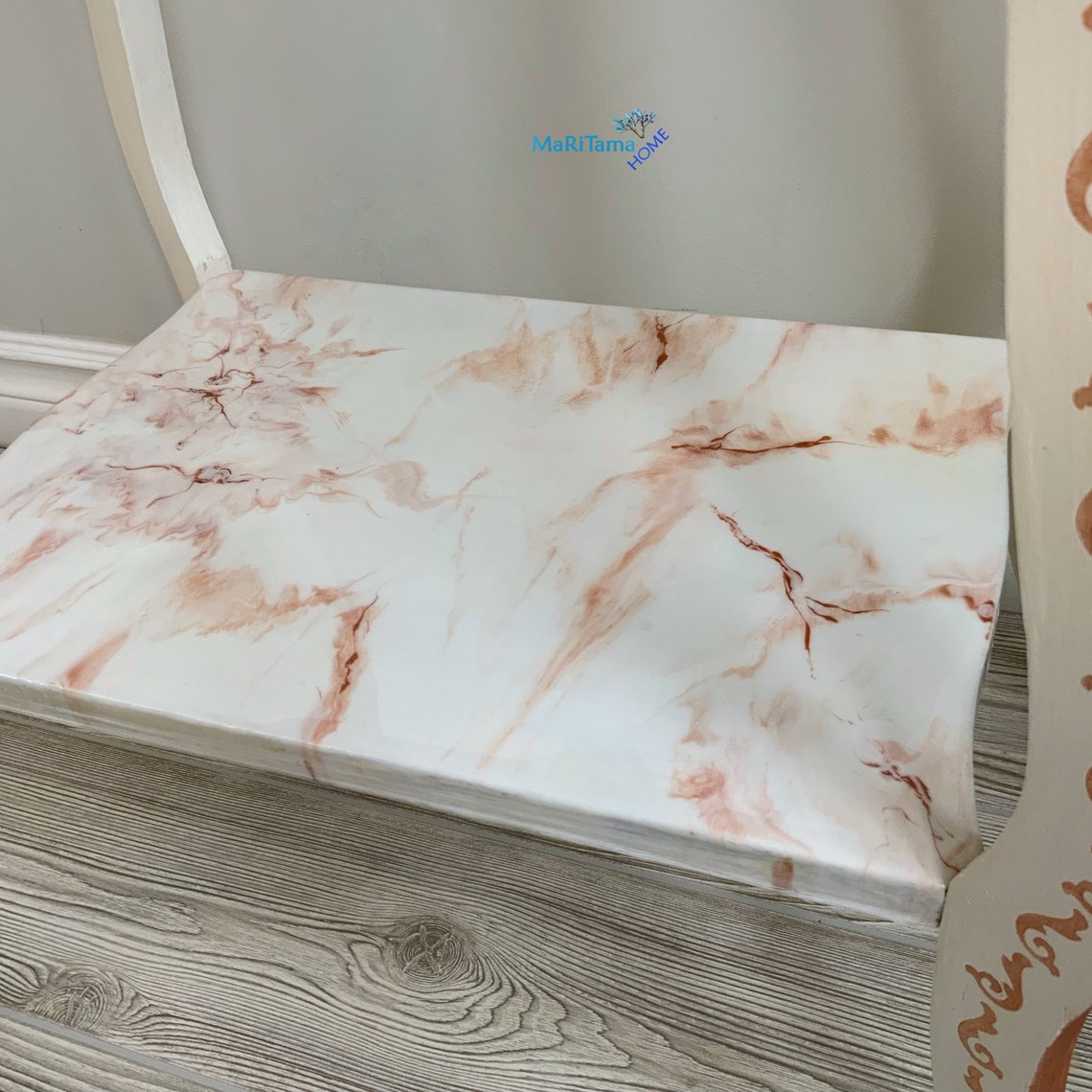 Refinished White and Copper Two Tier Marble Resin Top Accent Table - Etsy