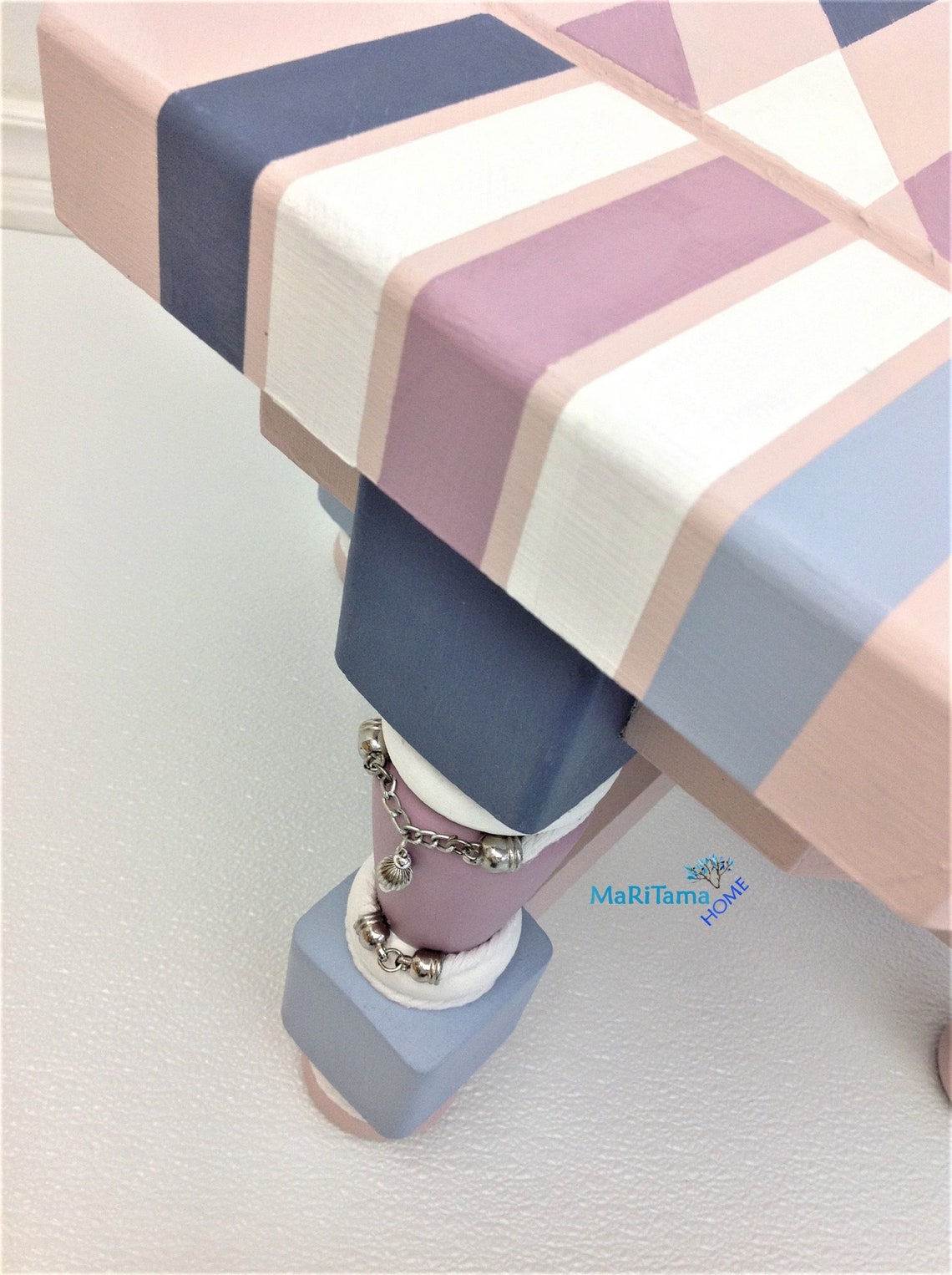 Whimsical Bedazzled Hand-painted Pink Accent Side Table | Etsy