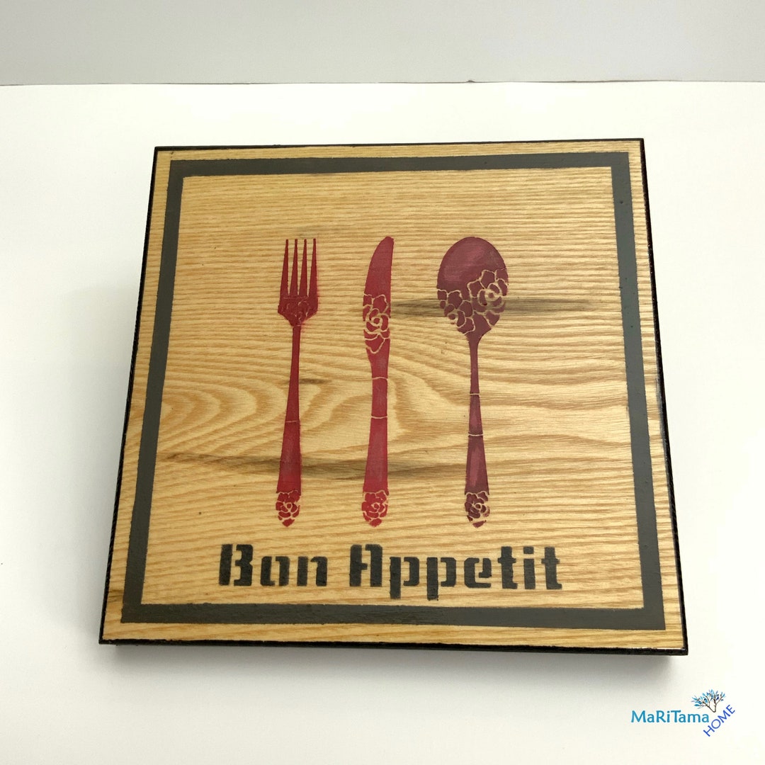 Small Wooden Bon Appetit Serving Platter - Etsy
