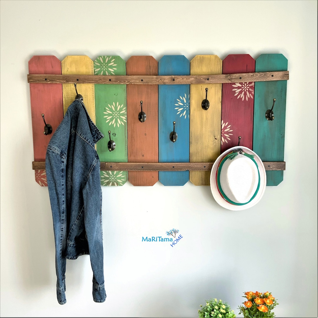 Custom Made Wooden Boho Coat Rack - Etsy