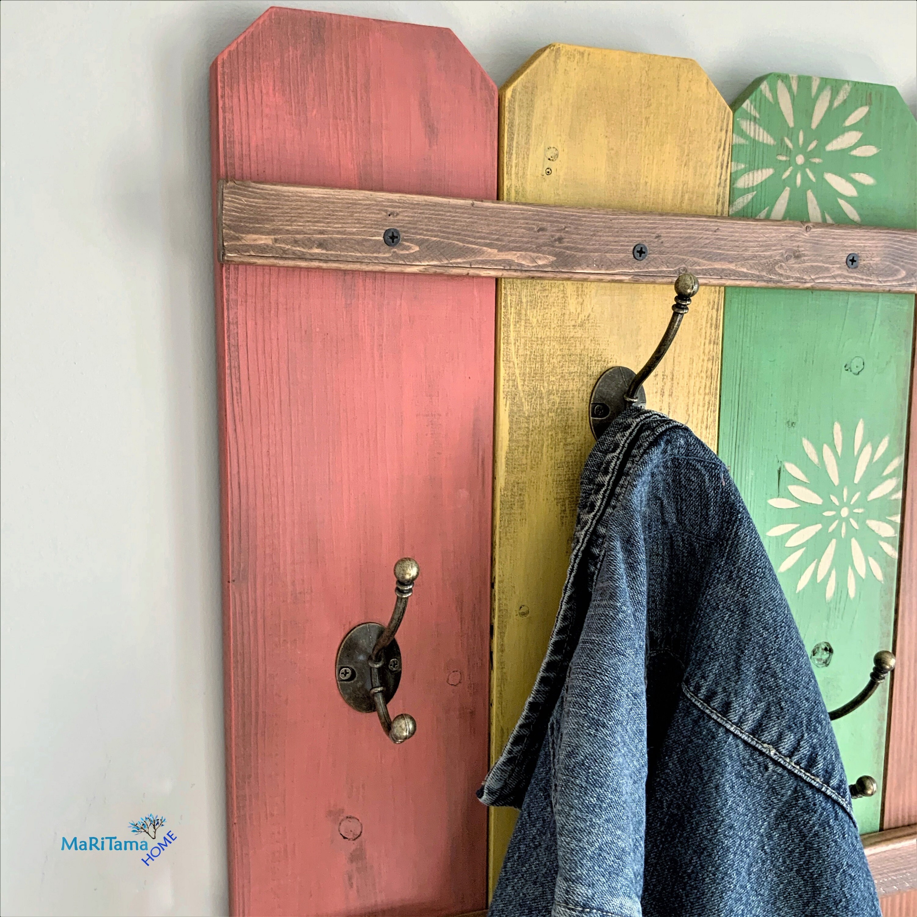 Custom Made Wooden Boho Coat Rack | Etsy