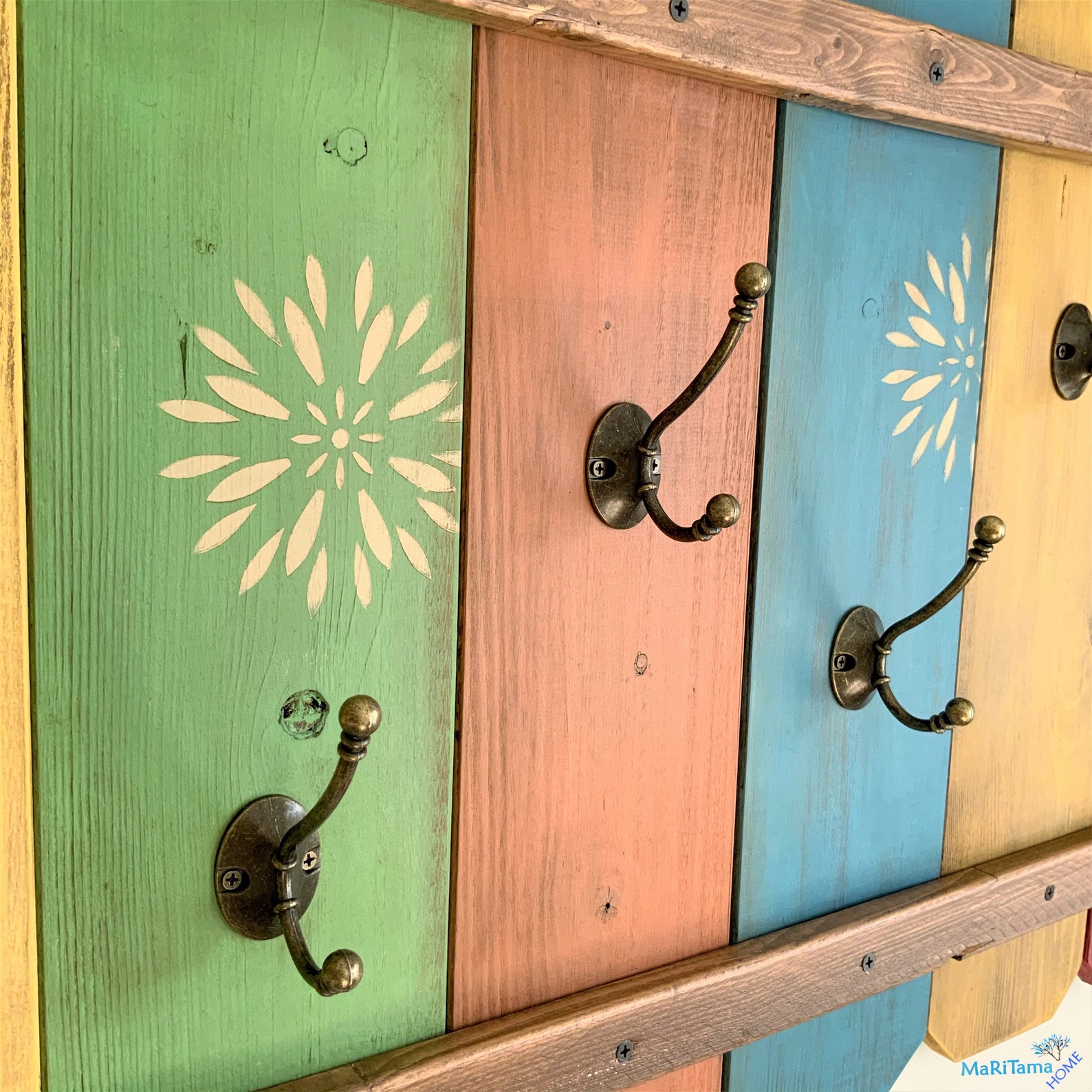 Custom Made Wooden Boho Coat Rack - Etsy