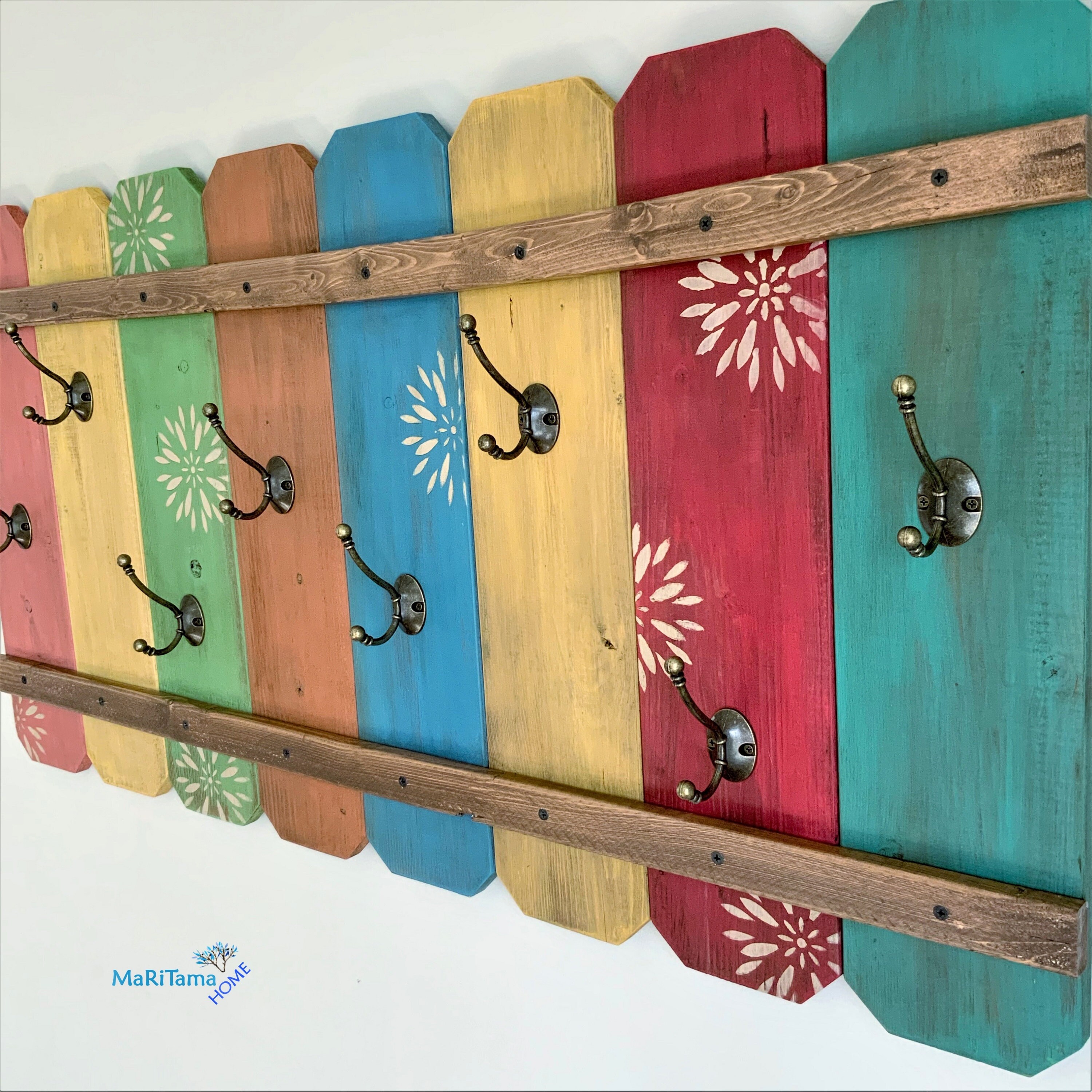 Custom Made Wooden Boho Coat Rack - Etsy
