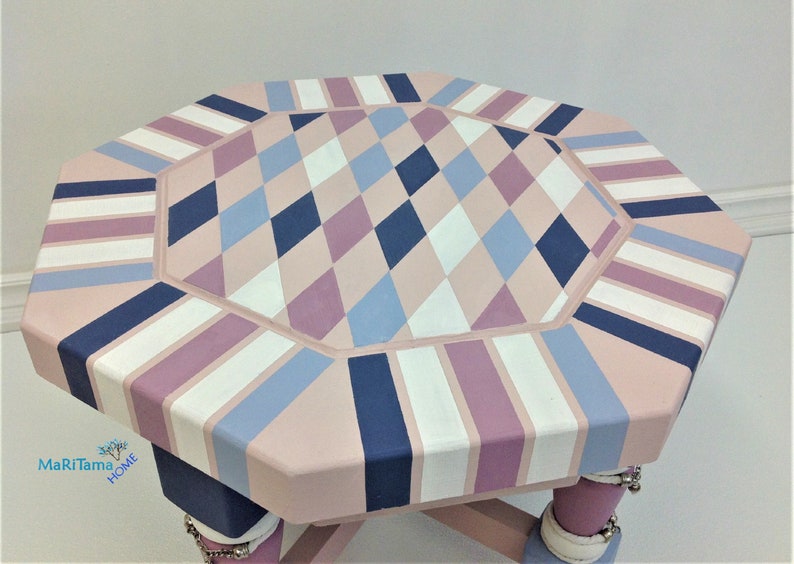 Whimsical Bedazzled Hand-painted Pink Accent Side Table - Etsy
