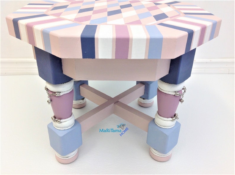 Whimsical Bedazzled Hand-painted Pink Accent Side Table - Etsy