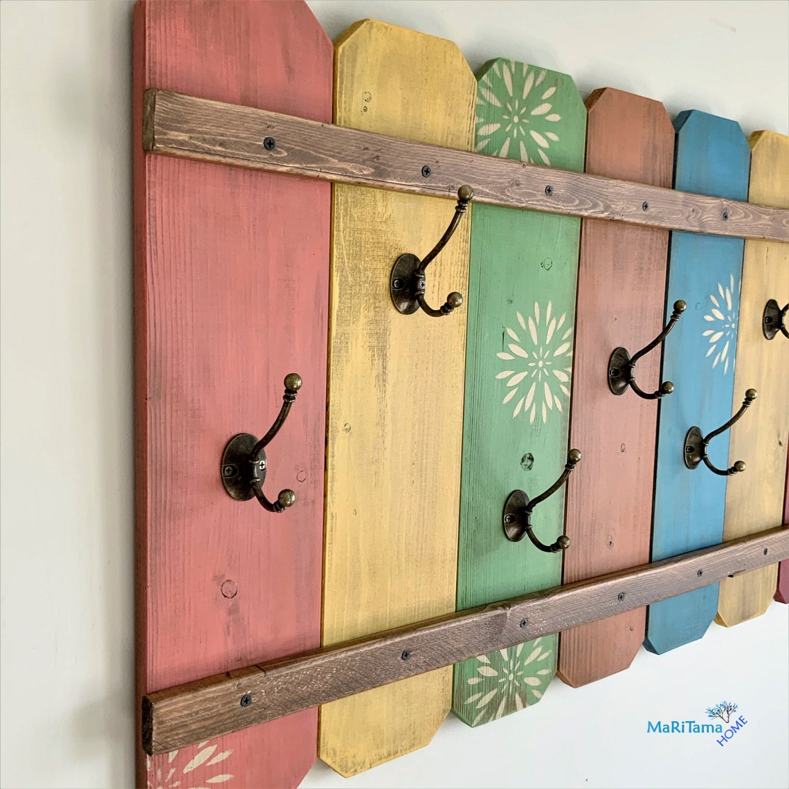 Custom Made Wooden Boho Coat Rack | Etsy