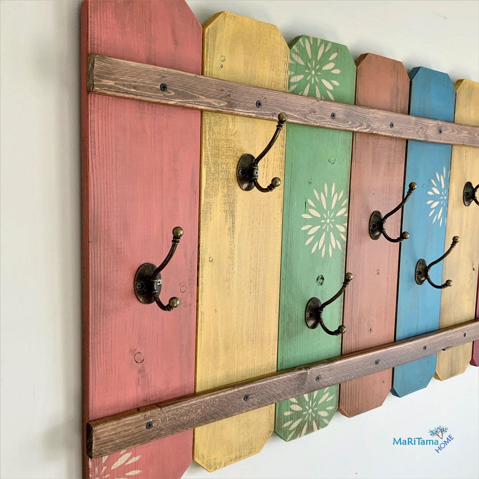 Custom Made Wooden Boho Coat Rack | Etsy