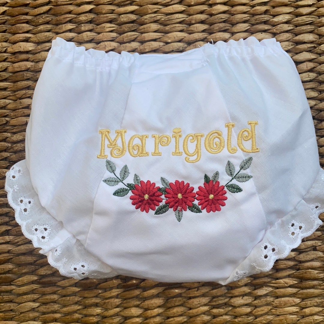 Marigold Frame Diaper Cover Whimsy Font Embroidered Diaper - Etsy