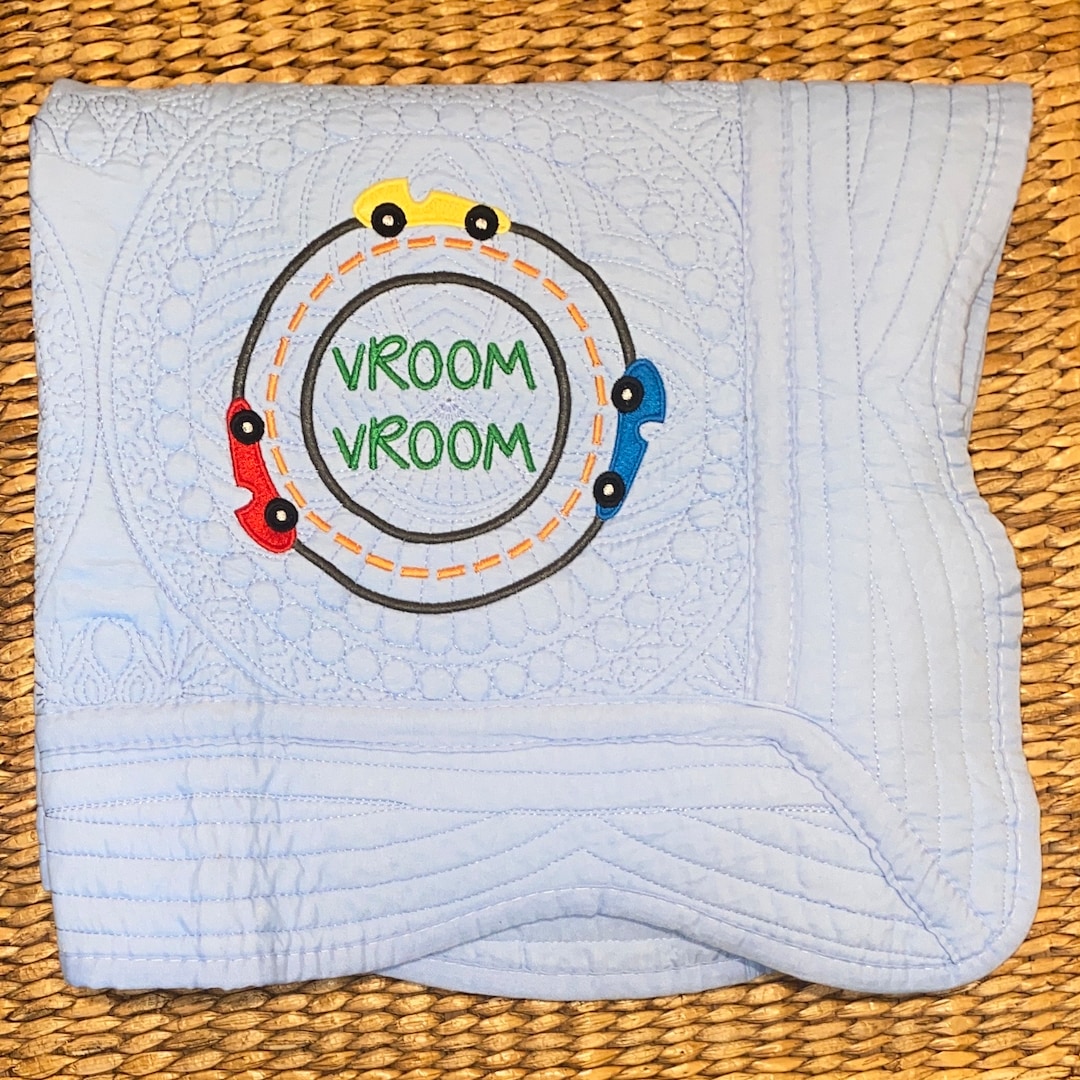 Vroom Vroom Racecars Baby Quilt Heirloom Baby Blanket Baby - Etsy
