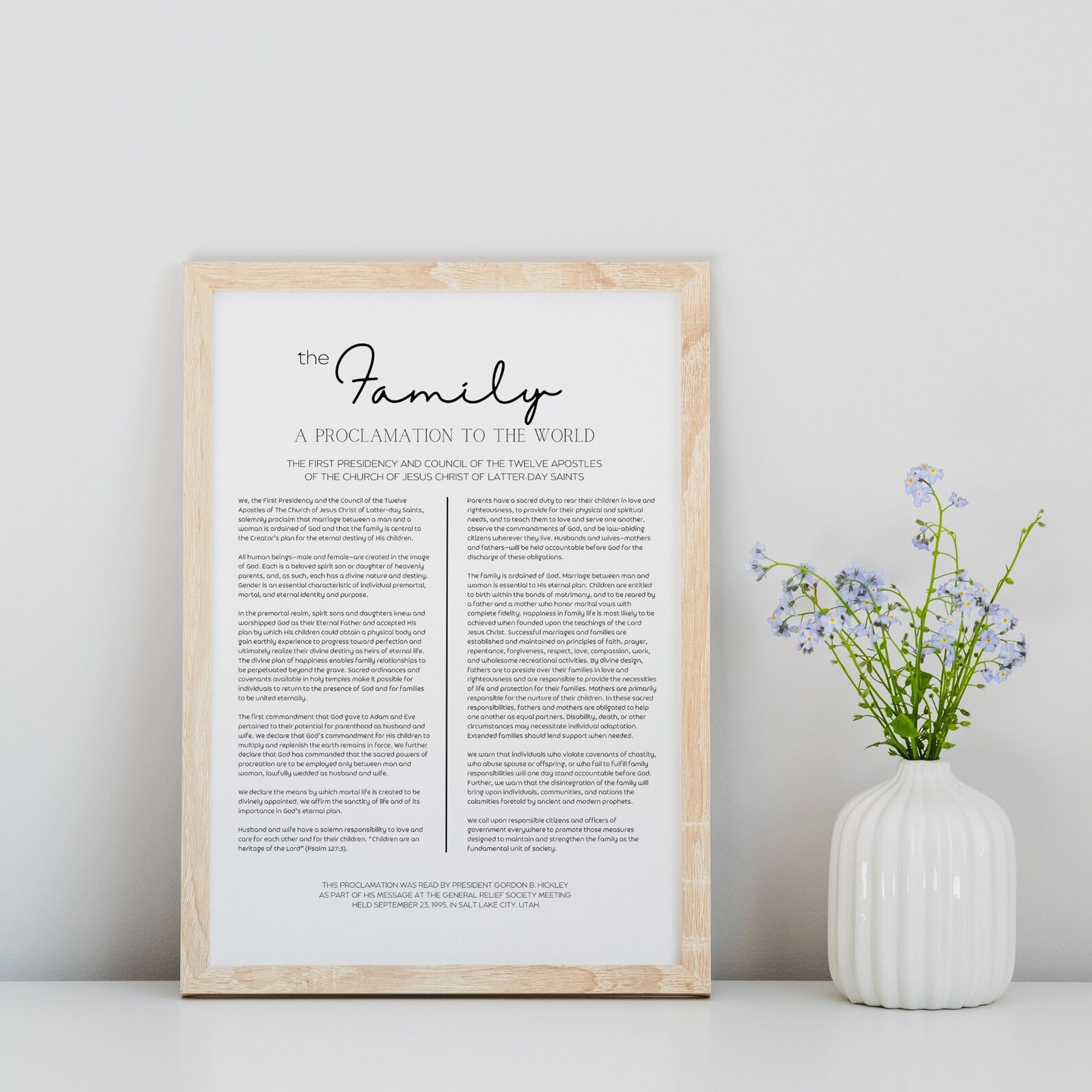 Lds Family Proclamation to the Family a Proclamation to the World ...