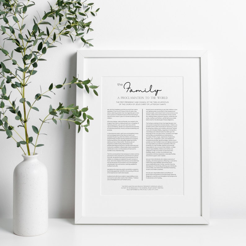 Lds Family Proclamation to the Family a Proclamation to the World ...