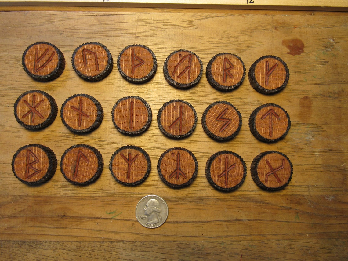 Armanen Futhark Runes Oak Wood Rune Set & Booklet Set of - Etsy
