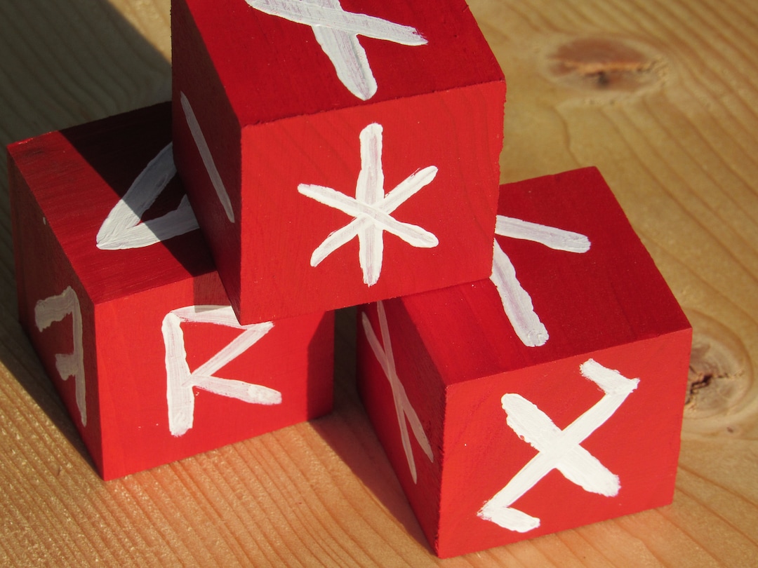 Red Armanen Rune Dice Set Yule Present Ready to Ship - Etsy