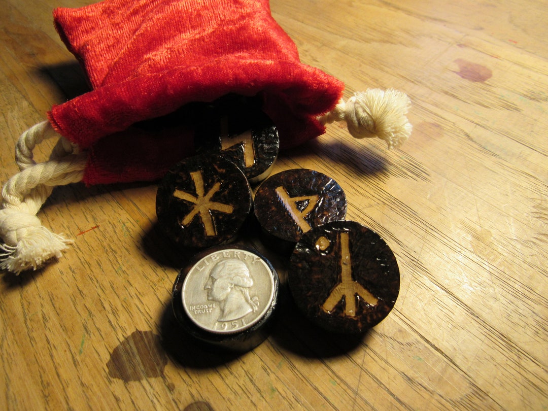 Younger Futhark Rune Set Oak Wood Set of 16 Runes Norse Viking Runes ...