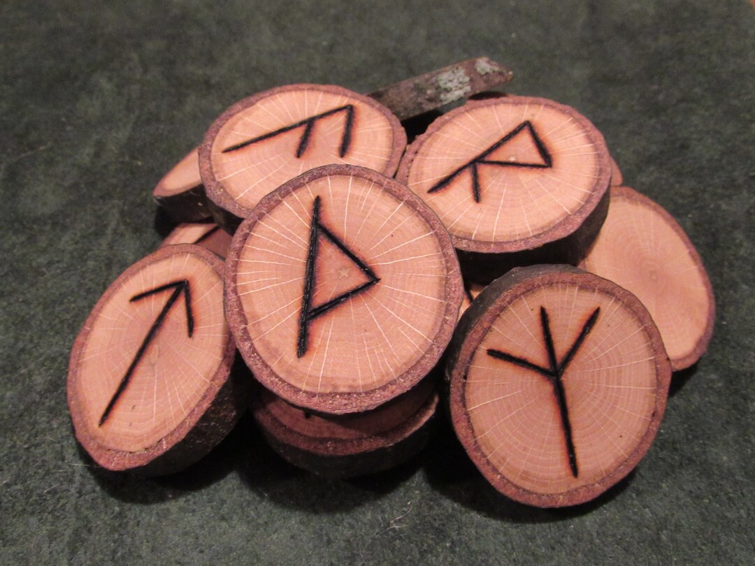 Younger Futhark Rune Set: All Natural Oak Wood Set of 16 Runes Viking ...