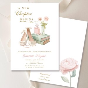 Storybook Bridal Shower Invitation: Pastel Books, Floral Design (canva ...