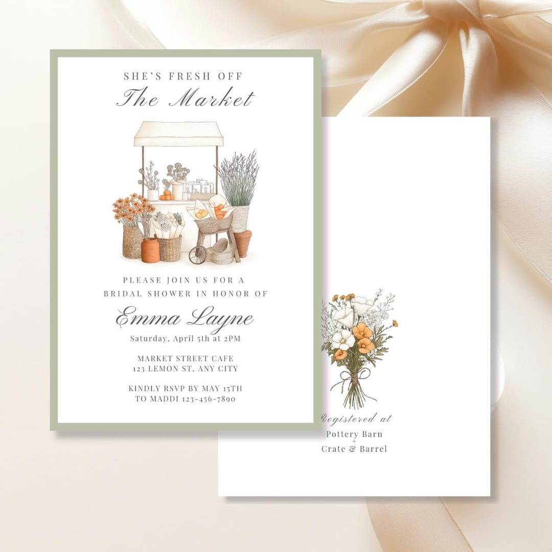 Flower Market Bridal Shower Invitation: Editable Rustic Card (digital ...