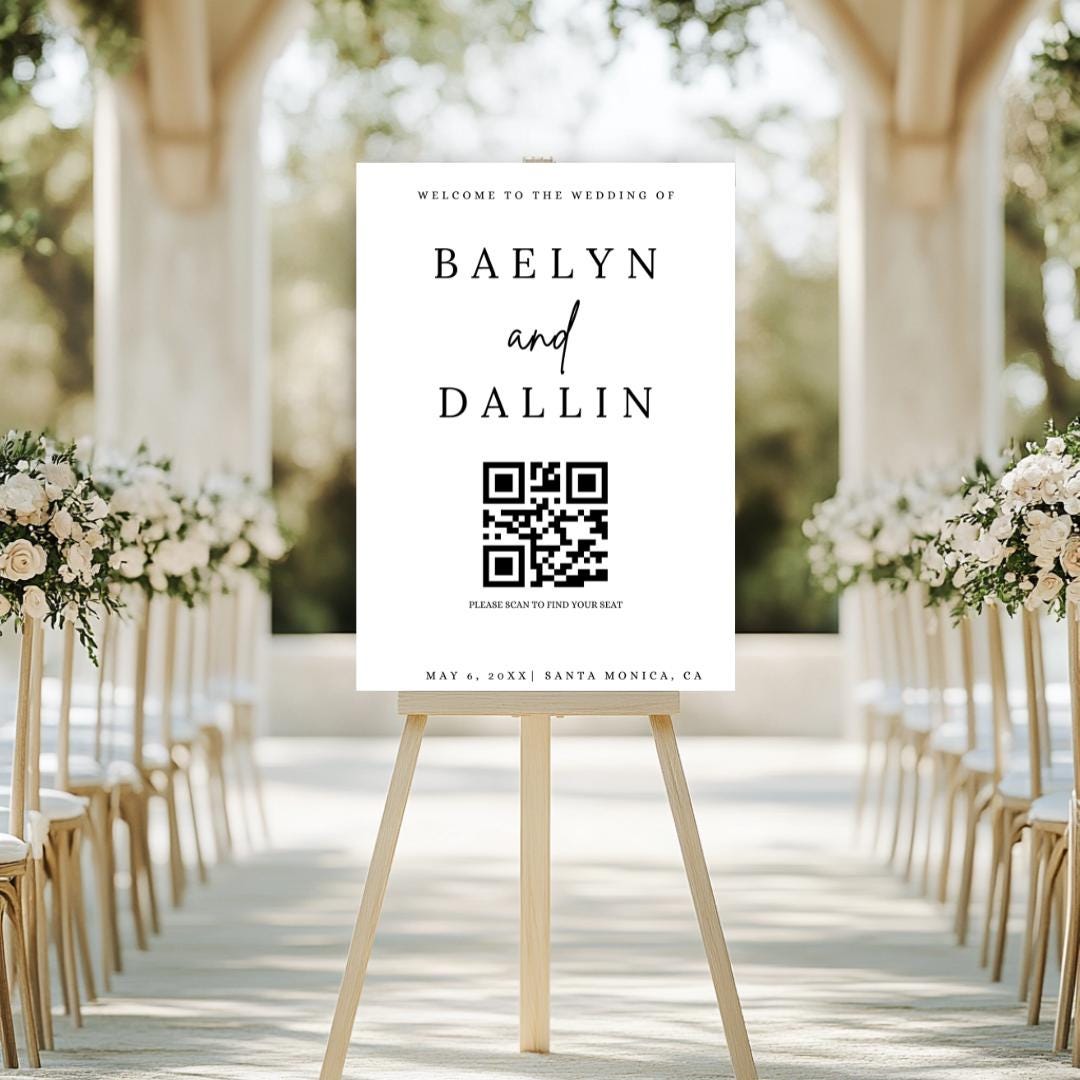 QR Code Wedding Seating Chart | Digital Seating Chart | Welcome Sign ...
