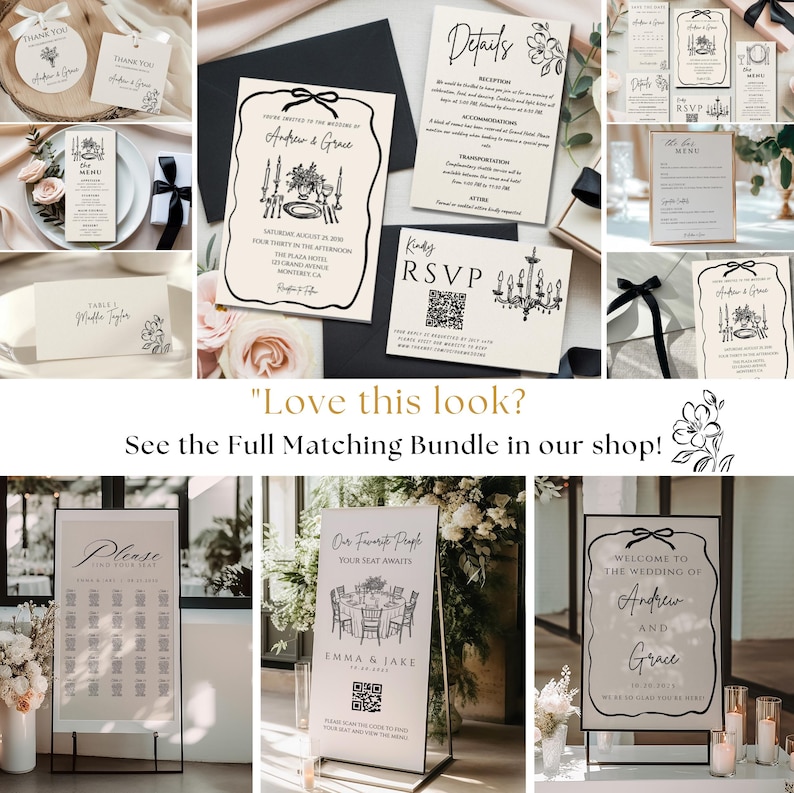 Editable QR Code Wedding Seating Chart: Minimalist Tablescape (digital ...