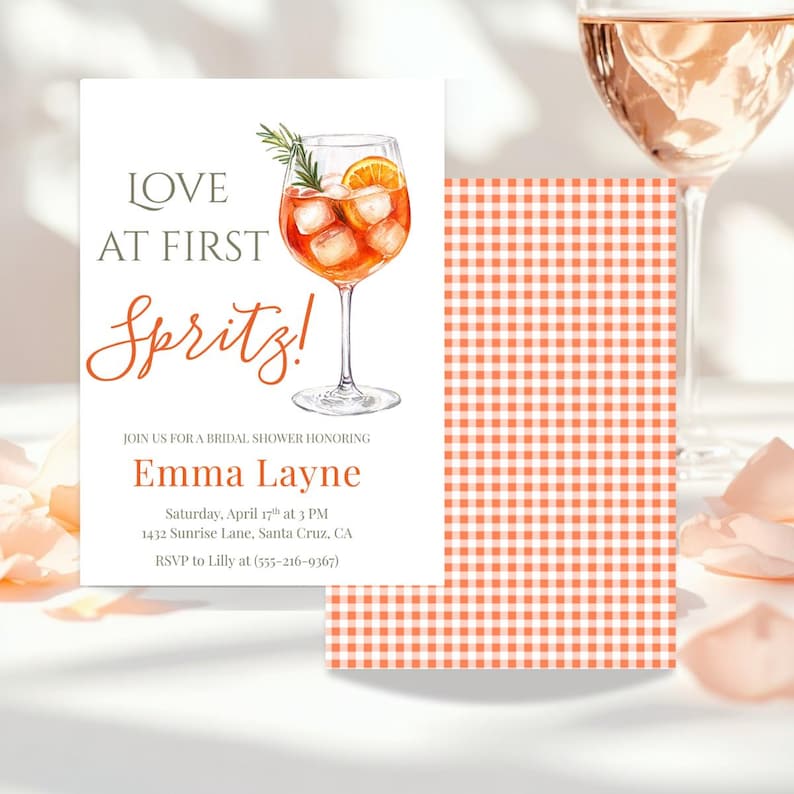 Aperol Spritz Bridal Shower Invite, Love at First Spritz Theme, Orange ...