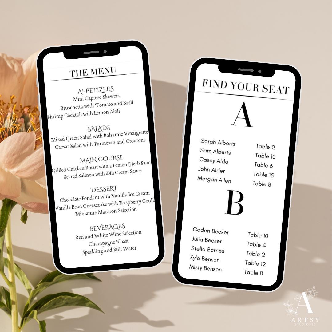 Elegant QR Code Seating Chart | Wedding Seating Sign | Printable Table ...