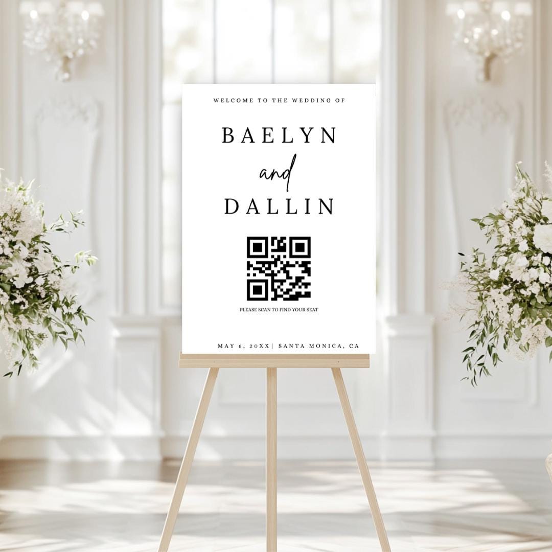 QR Code Wedding Seating Chart | Digital Seating Chart | Welcome Sign | Wedding Menu | Table ...