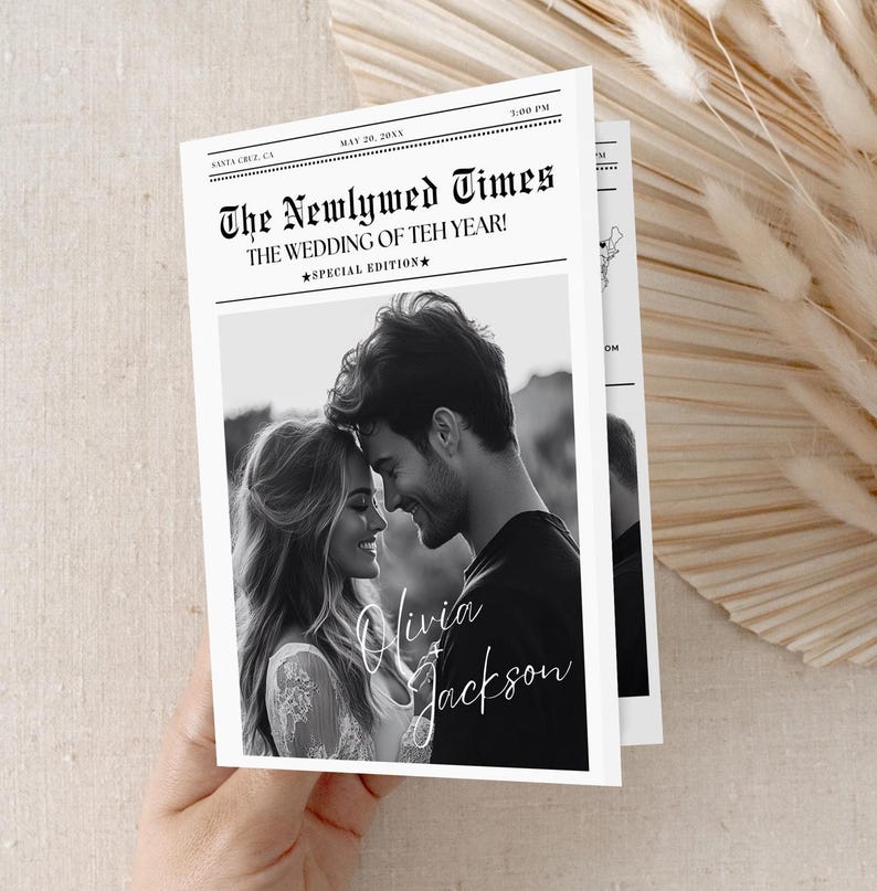 Wedding Newspaper Template, Large Folded Wedding News Paper Program ...