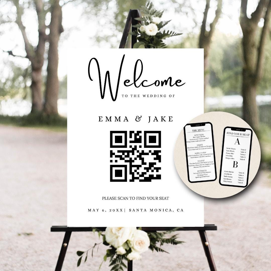 QR Code Wedding Seating Chart | Find Your Seat With a Scan | Elegant ...