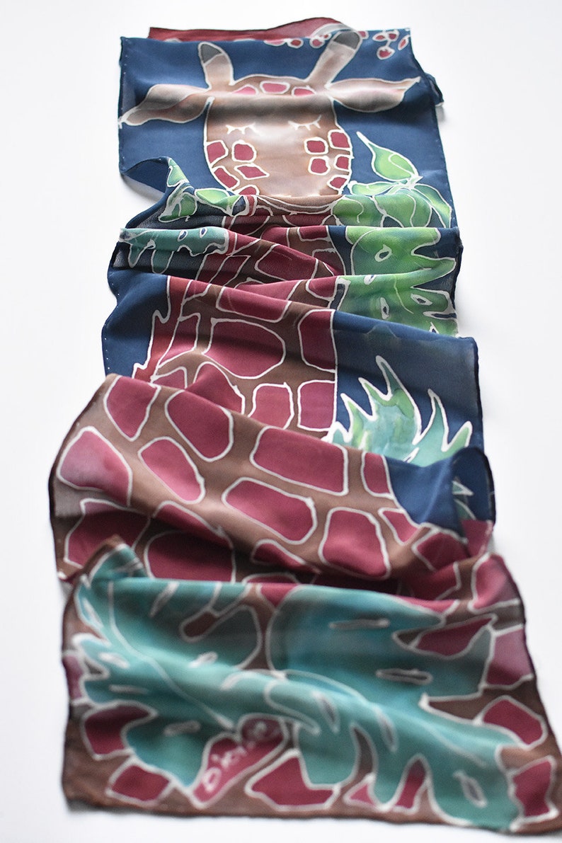 Silk Scarf Giraffe, Hand-painted Scarf, Unique Scarves, Accessory ...
