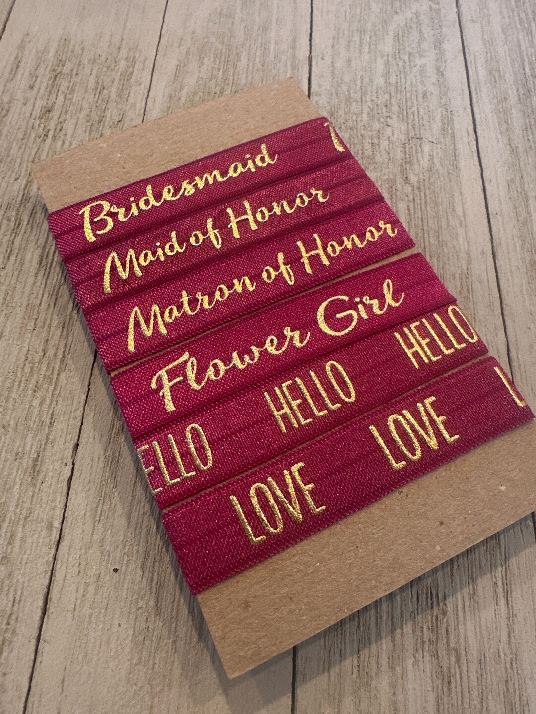 Burgundy and Gold Bridal Hair Ties Matron of Honor Maid of Honor ...