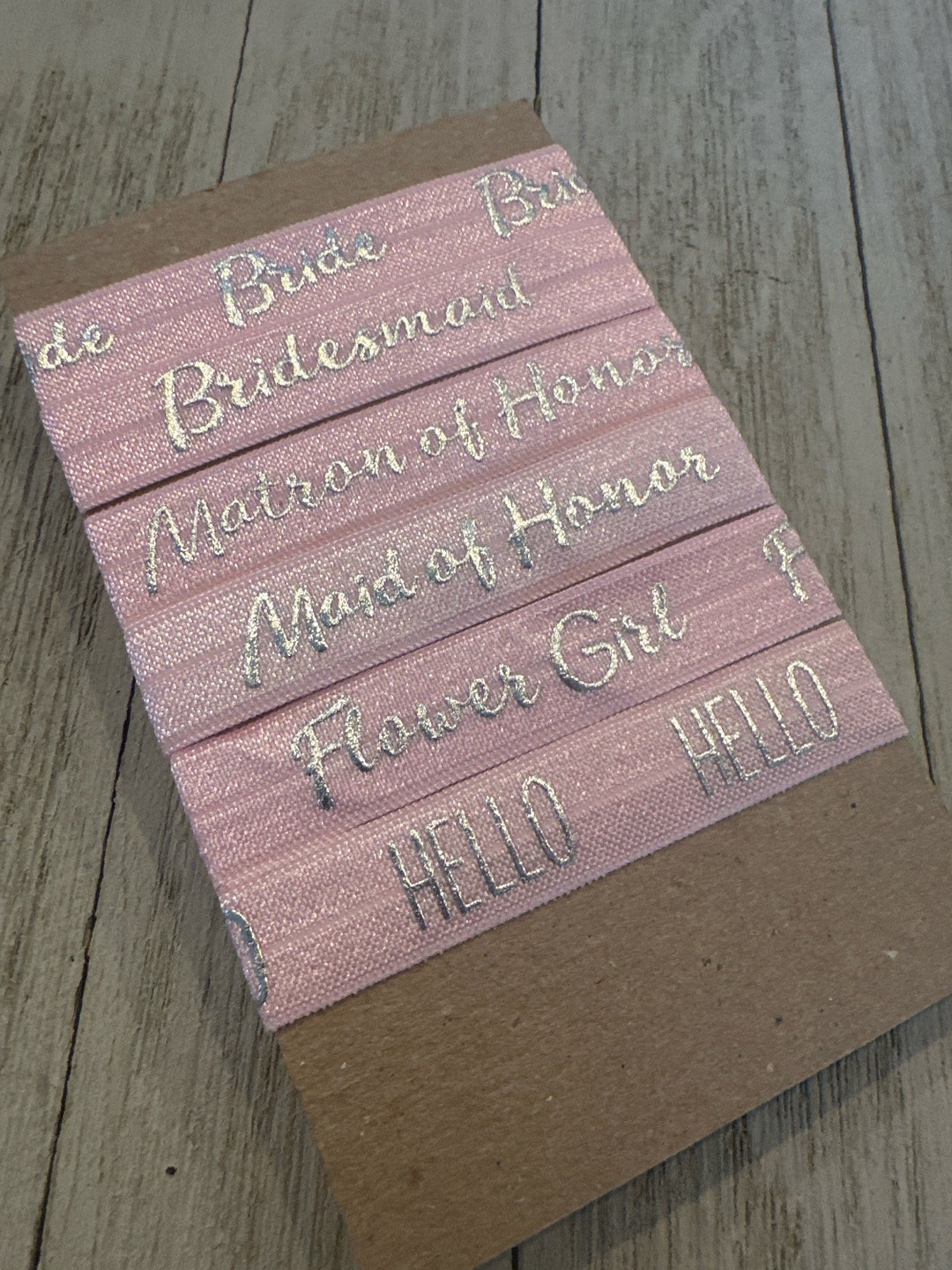 Pink and Silver Bridal Hair Ties Bride Matron of Honor Maid of Honor ...